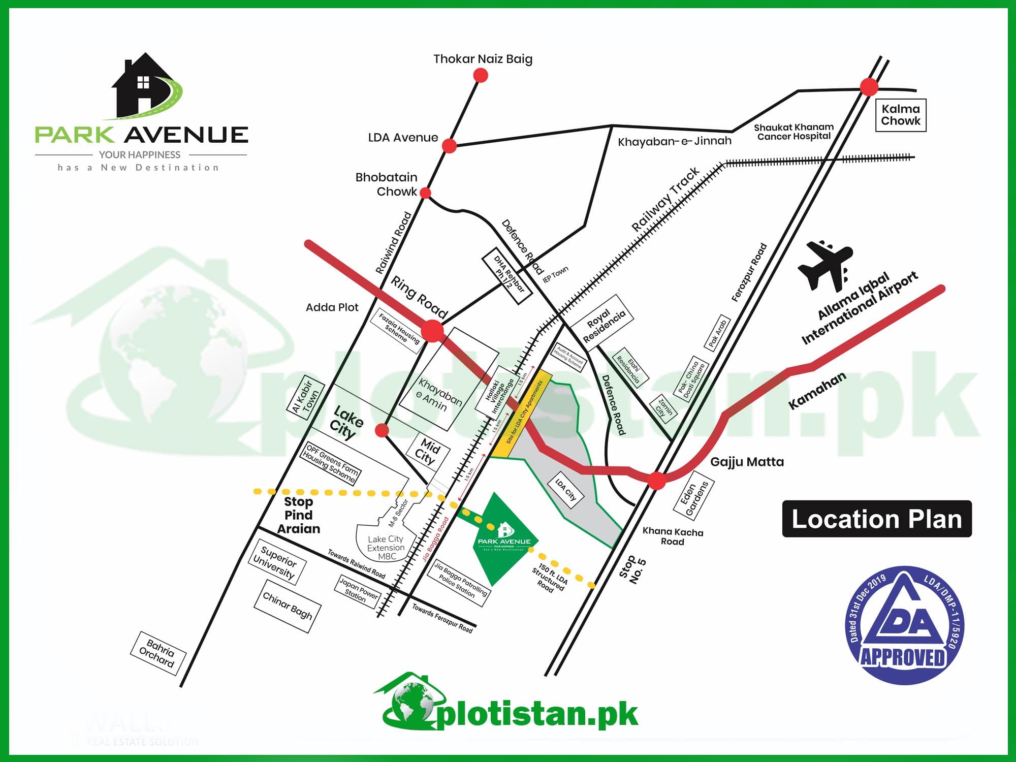Park Avenue Lahore - Payment Plan 2024 - Location Map